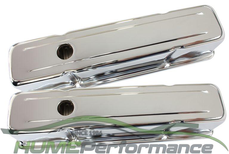 Small Block Chev 350 Valve Covers Chrome Steel - Hume Performance