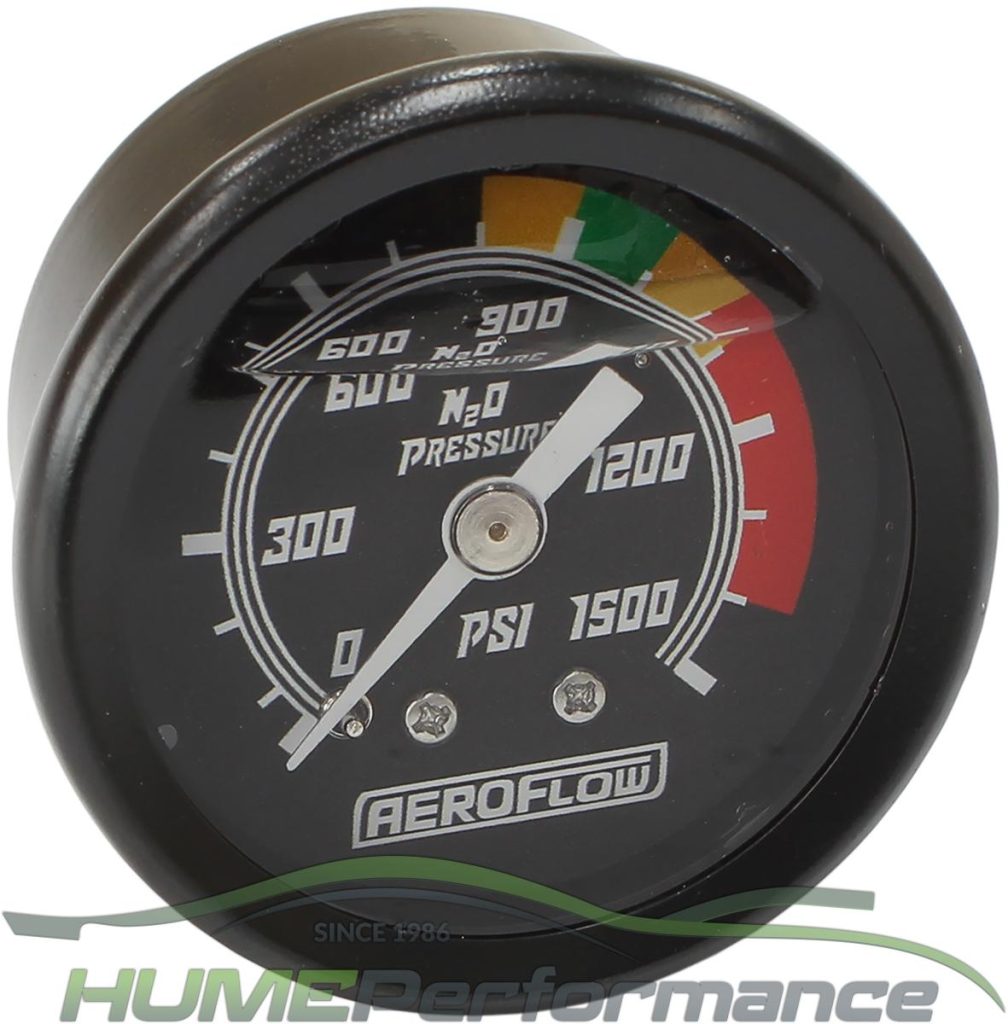 NITROUS OXIDE NOS PRESSURE GAUGE 0-1500 PSI BLACK FACE - Hume Performance